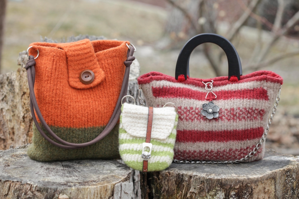 LOOM KNIT HANDBAG PATTERNS LOOM KNIT PURSE, LOOM KNIT TOTE, FELTED ...