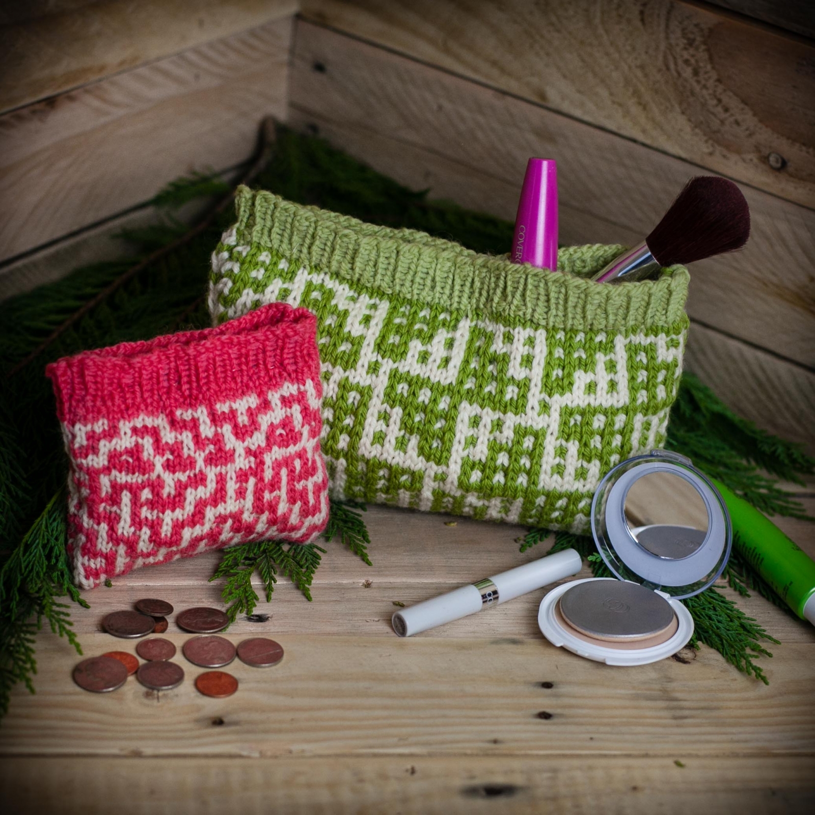 Loom Knit Wallet, Make Up Bag 2 PATTERN Set. Mosaic Wallet Make up bag ...